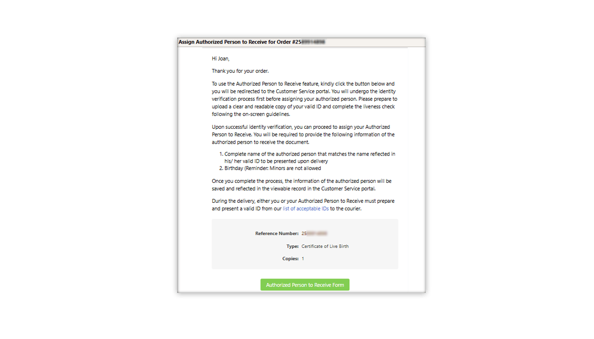 Authorized Person to Receive PSA Delivery | PSAHelpline