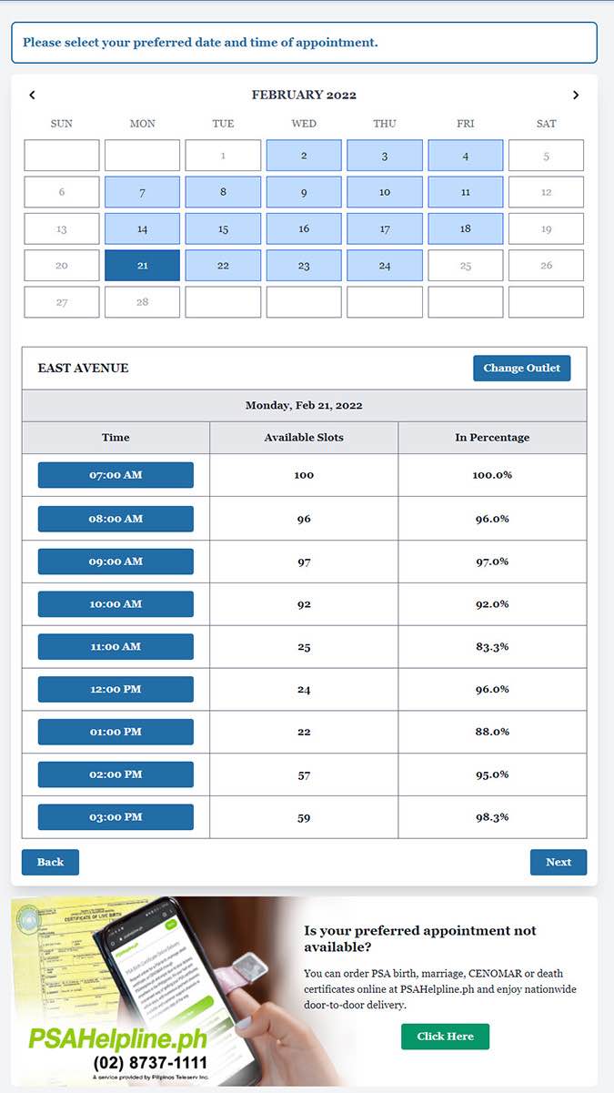 PSA Online Appointment System