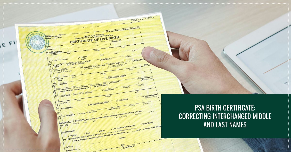PSA Birth Certificate Guide for Correction of Middle and Last Names