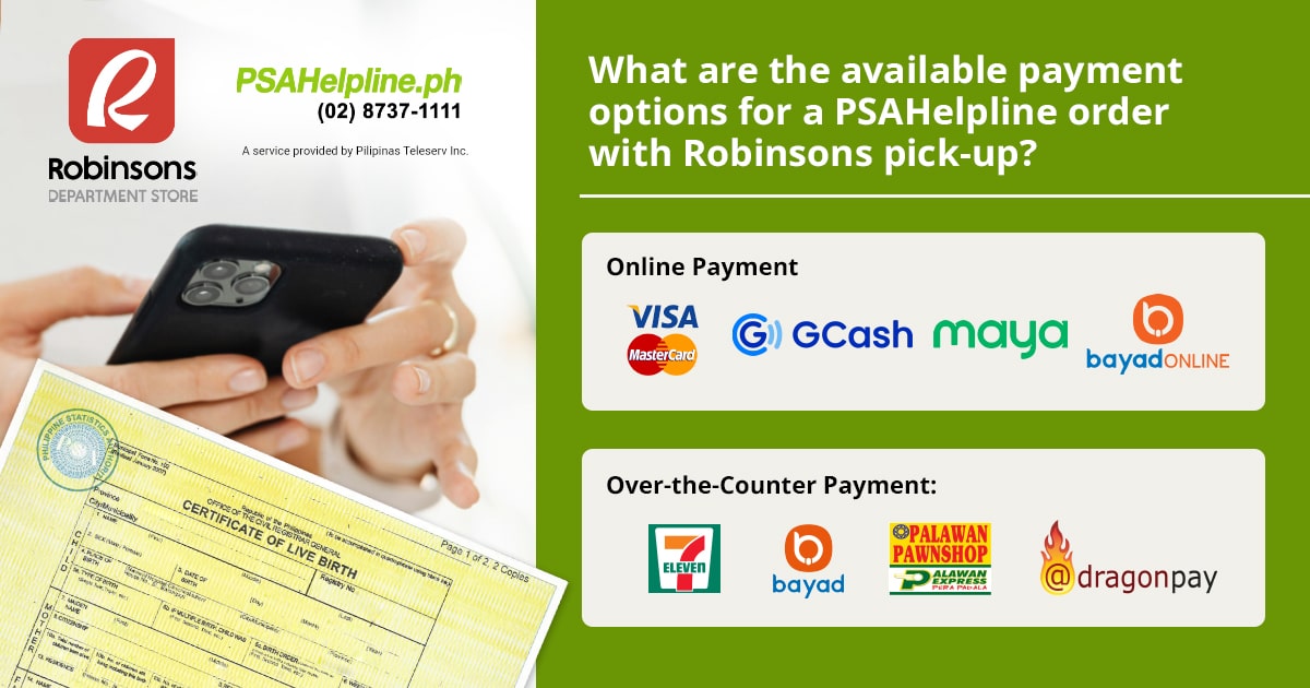 PSAHelpline Pick Up Option at Robinsons Department Store