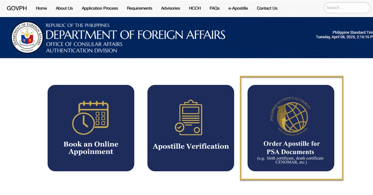 DFA Paper Apostille for PSA Certificates