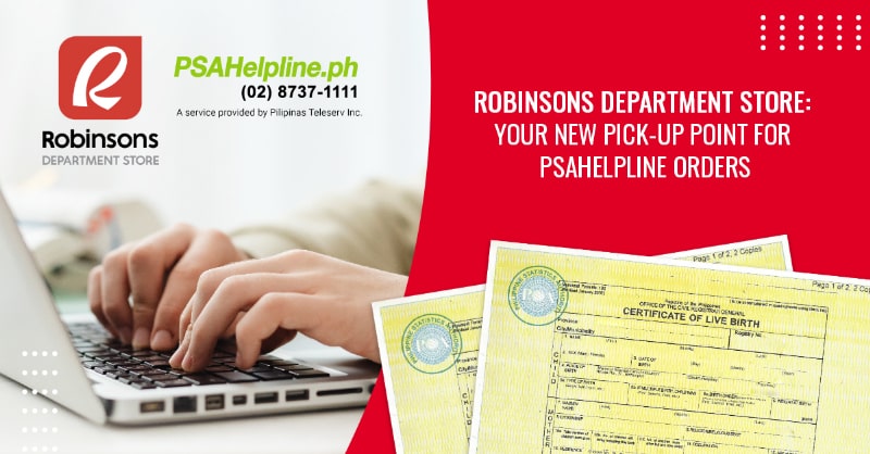PSAHelpline Pick Up Option at Robinsons Department Store