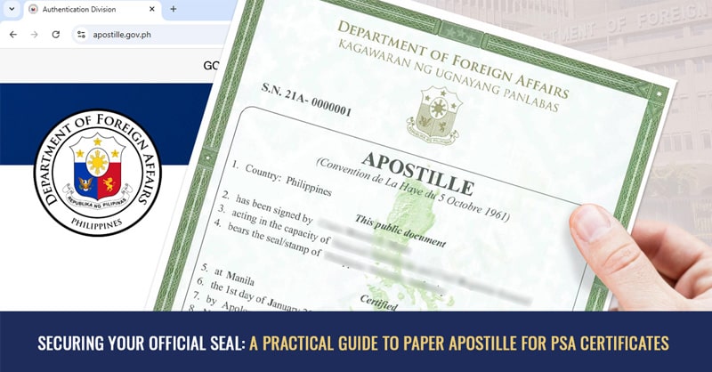 DFA Paper Apostille for PSA Certificates